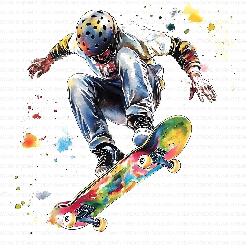 106 Urban Skateboard Sports Clipart Bundle Printable Street Skater JPG ...