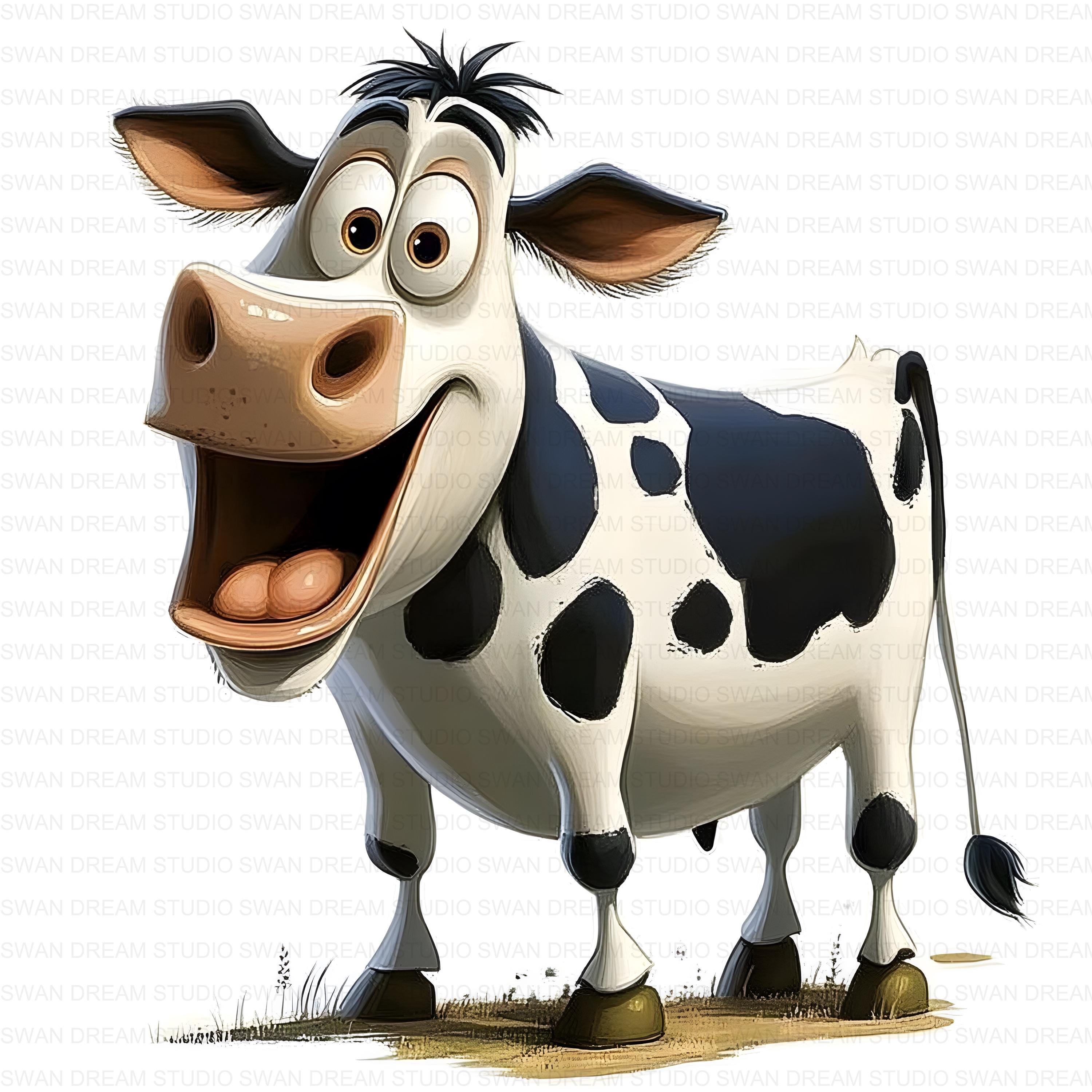 102 Cute Quirky Cow Cartoon Clipart Bundle Printable Whimsical Farm JPG ...