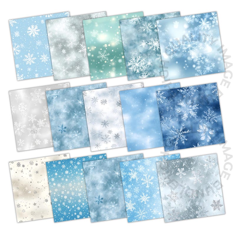 20 Winter Snowflake Digital Paper White Snow Pack Seamless Christmas ...