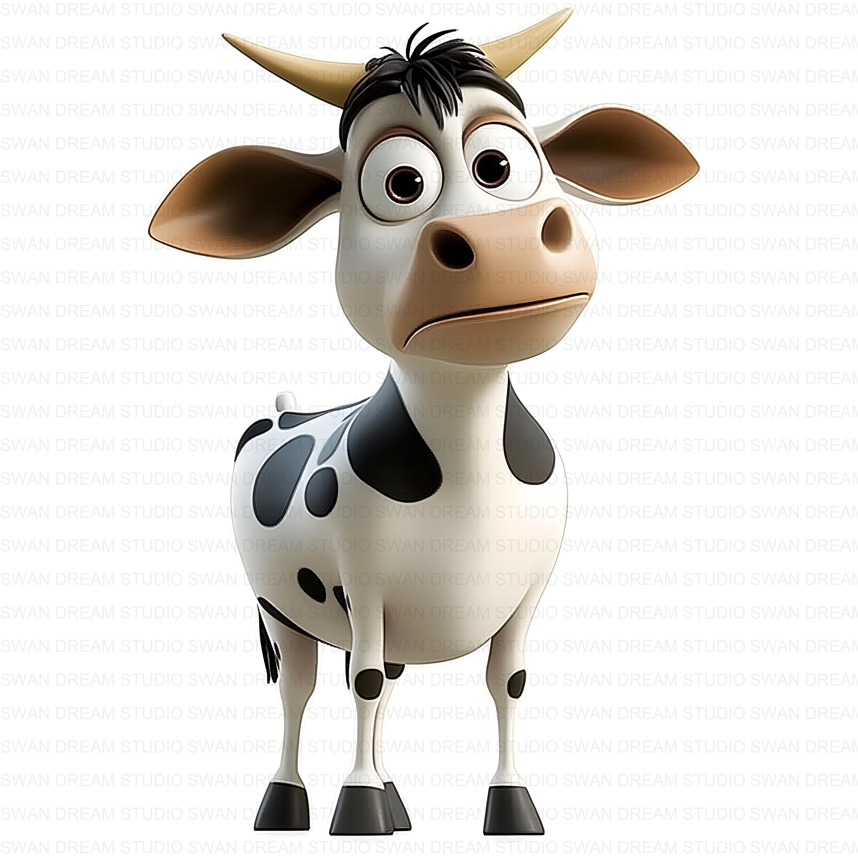 102 Cute Quirky Cow Cartoon Clipart Bundle Printable Whimsical Farm JPG ...