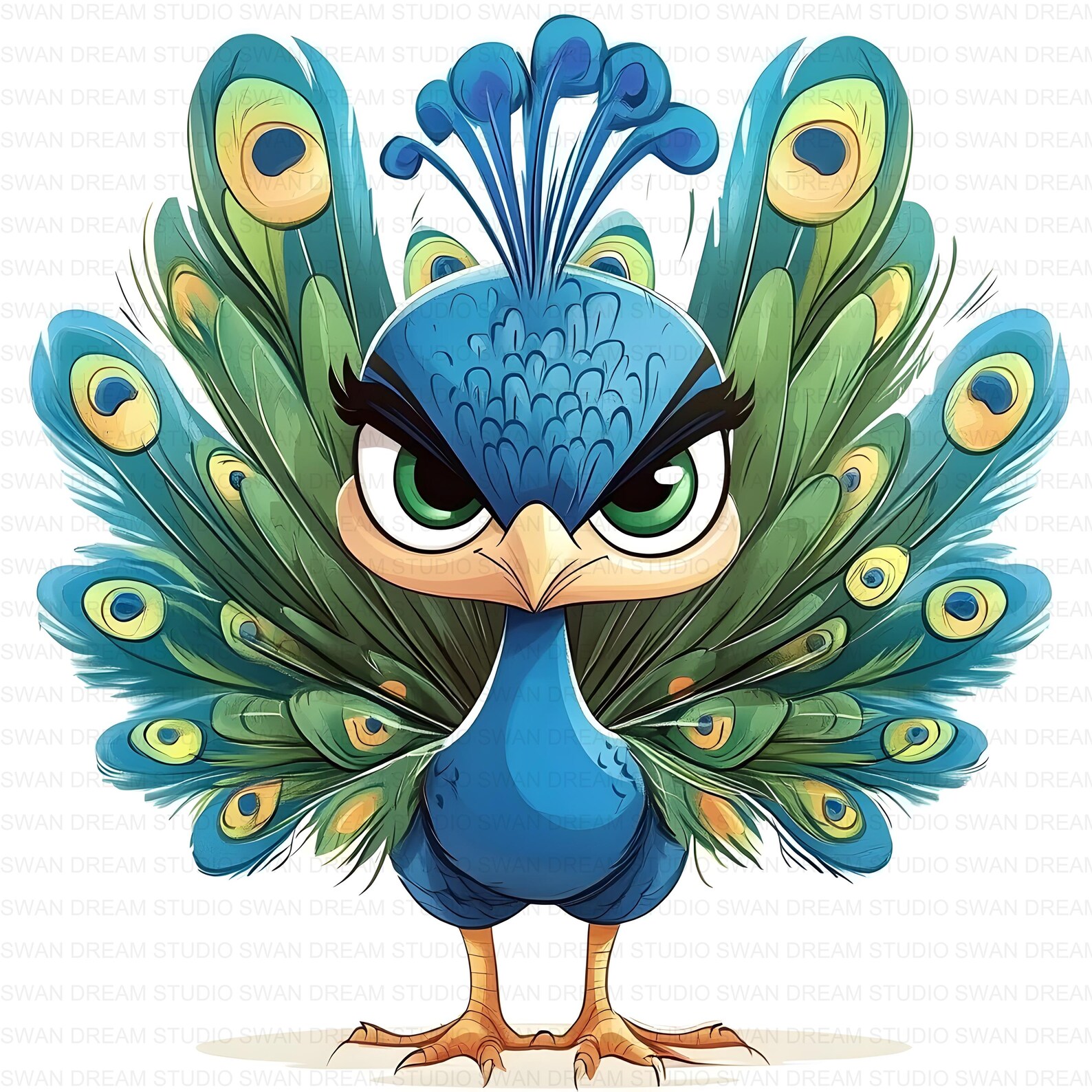 127 Cute Quirky Peacock Cartoon Clipart Bundle Printable High Quality ...