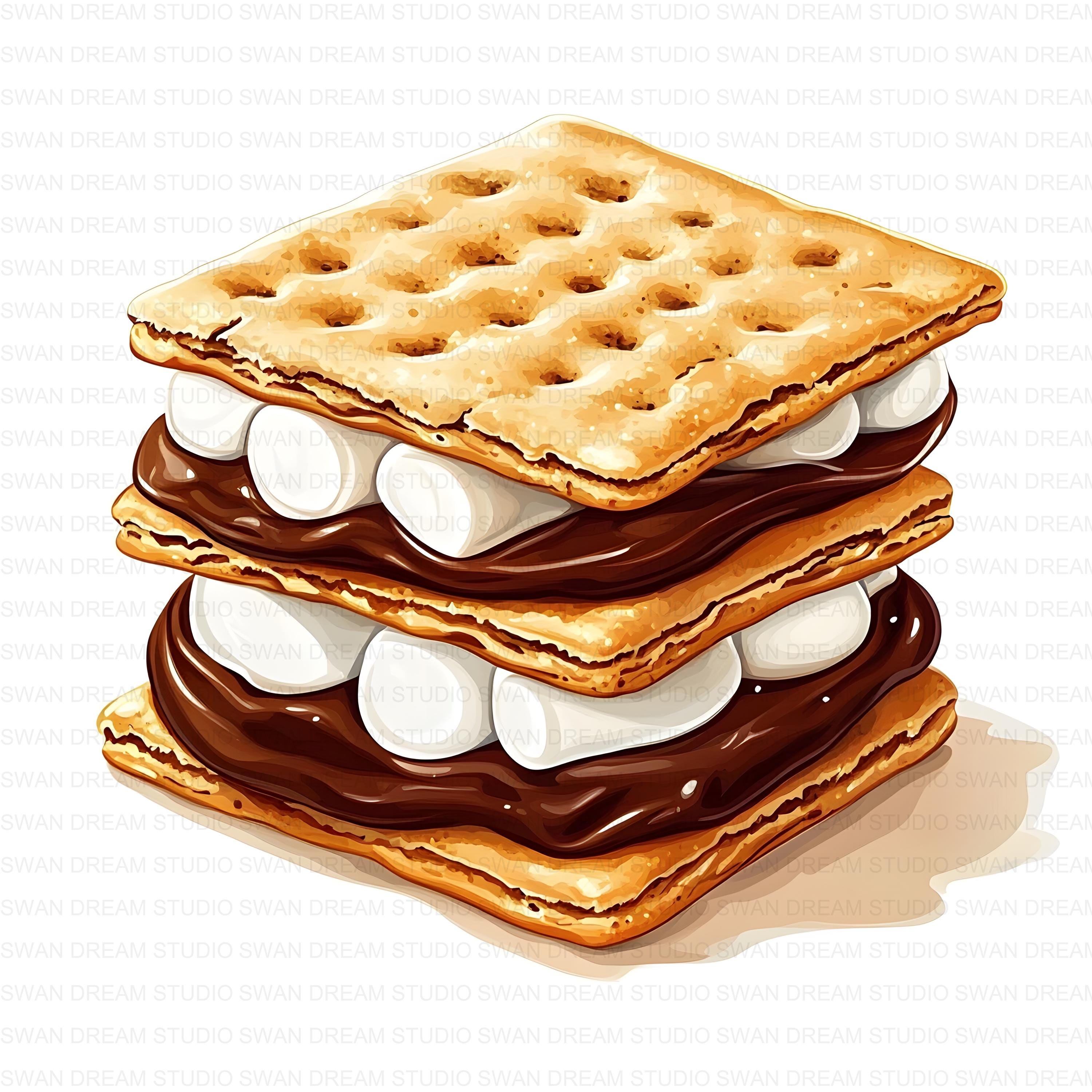 124 Choclate Smores Clipart Bundle Printable Whimsical Dessert JPG Card ...