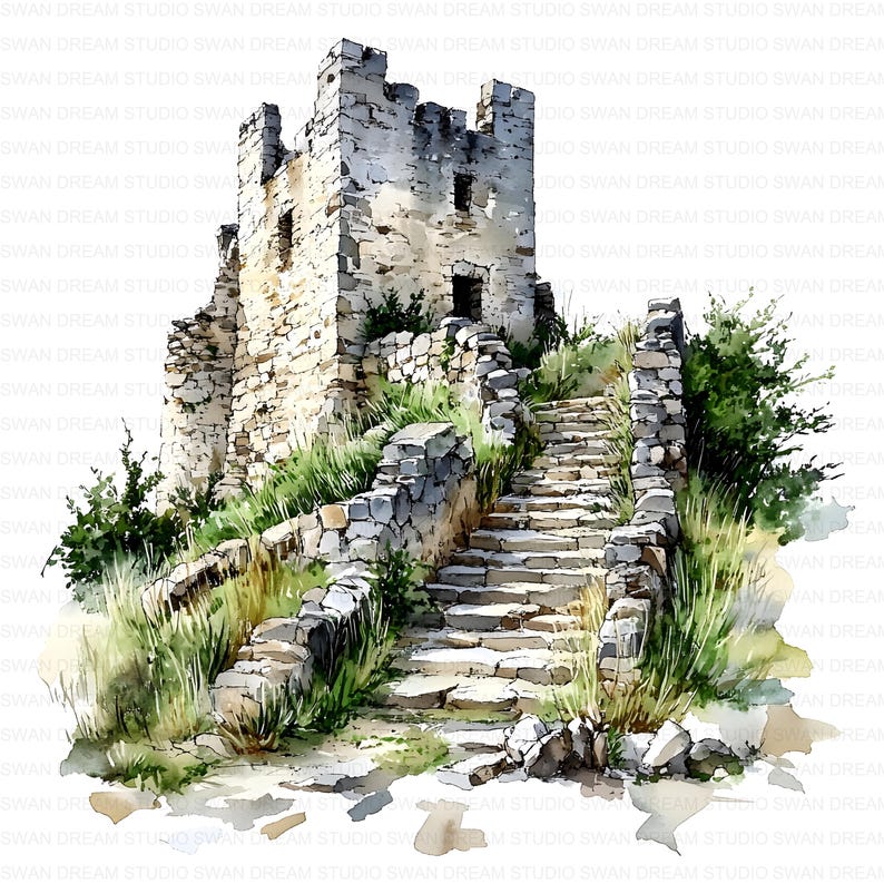 159 Medieval Ruin Clipart Ancient Castle Remains Gothic Architecture ...