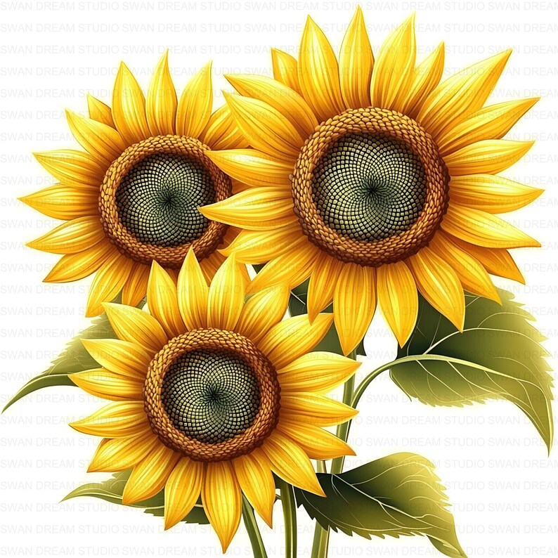 128 Beautiful Sunflower Flower Clipart Bundle Printable High Quality ...