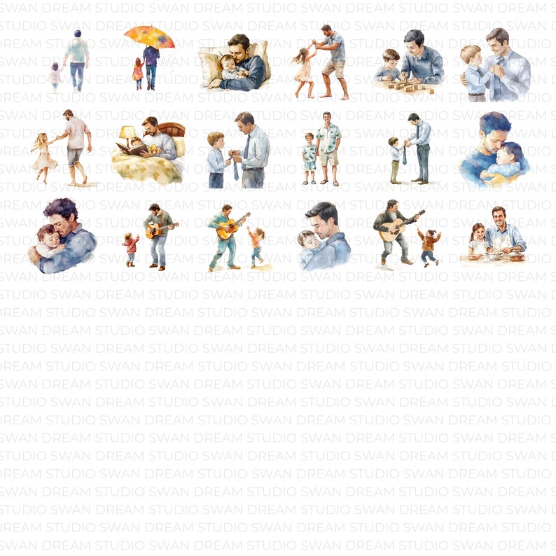 54 Fathers Watercolor Clipart Bundle Father PNG Fatherly Images ...