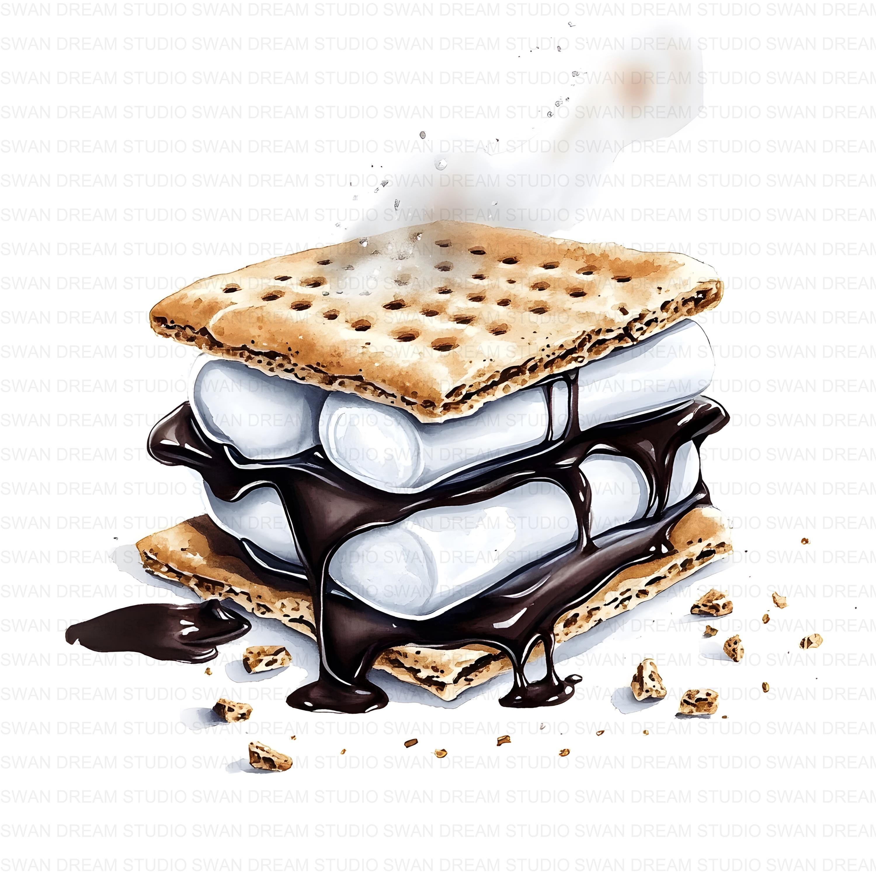 124 Choclate Smores Clipart Bundle Printable Whimsical Dessert JPG Card ...
