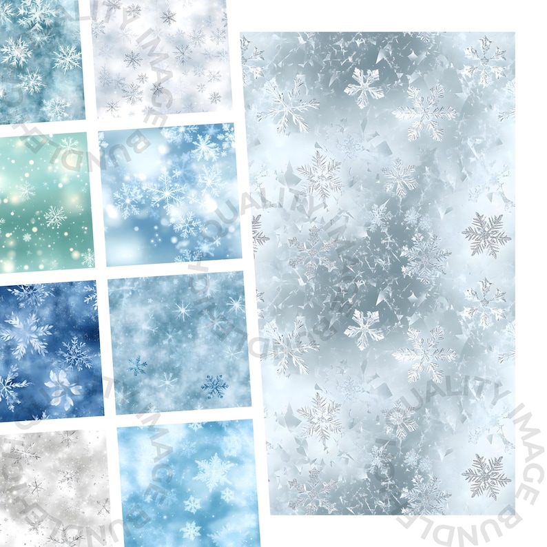 20 Winter Snowflake Digital Paper White Snow Pack Seamless Christmas ...