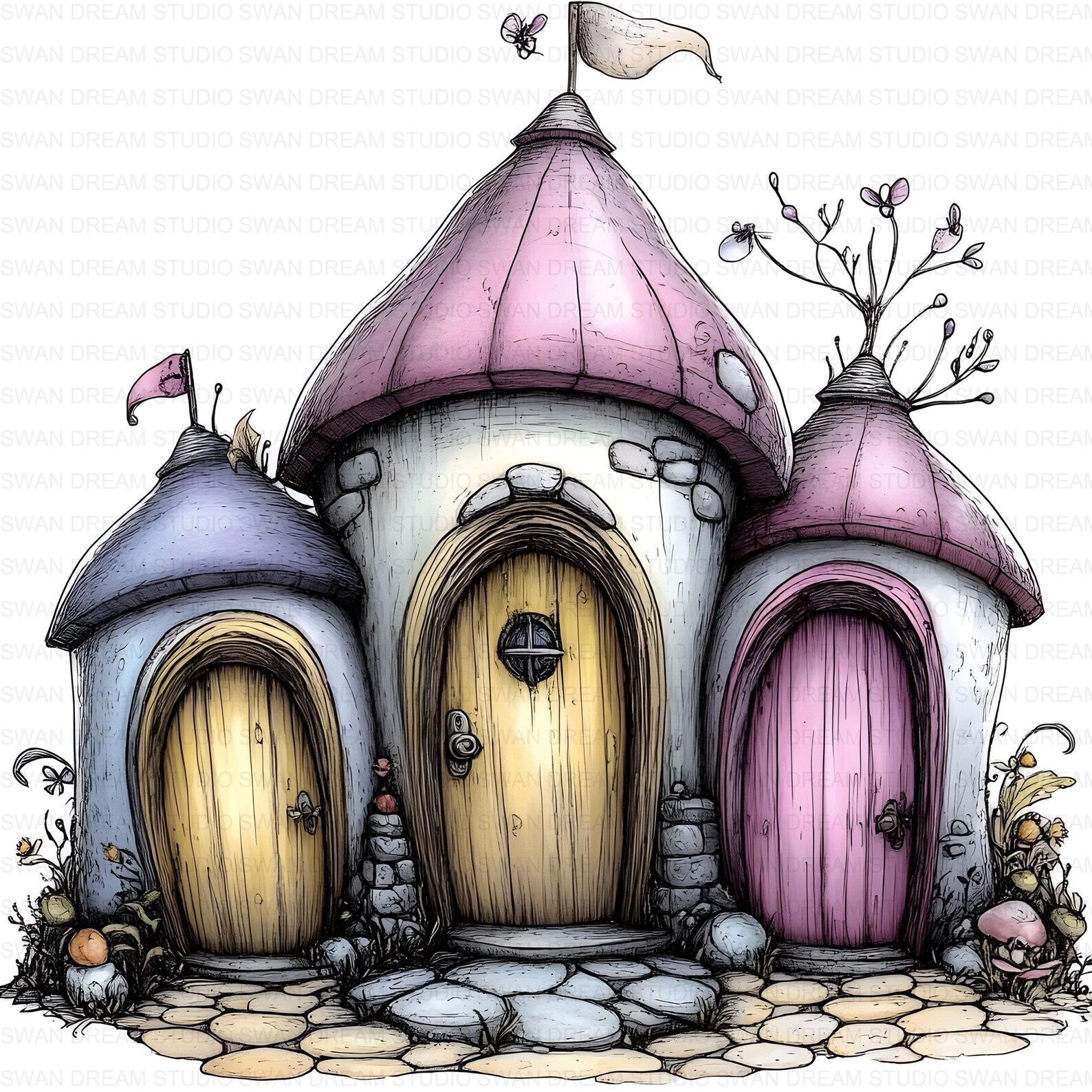 118 Small Fairy Houses Clipart Bundle Printable High Quality JPG Card ...