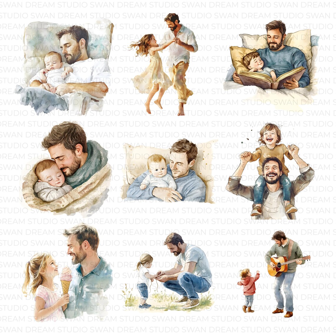 54 Fathers Watercolor Clipart Bundle Father PNG Fatherly Images ...