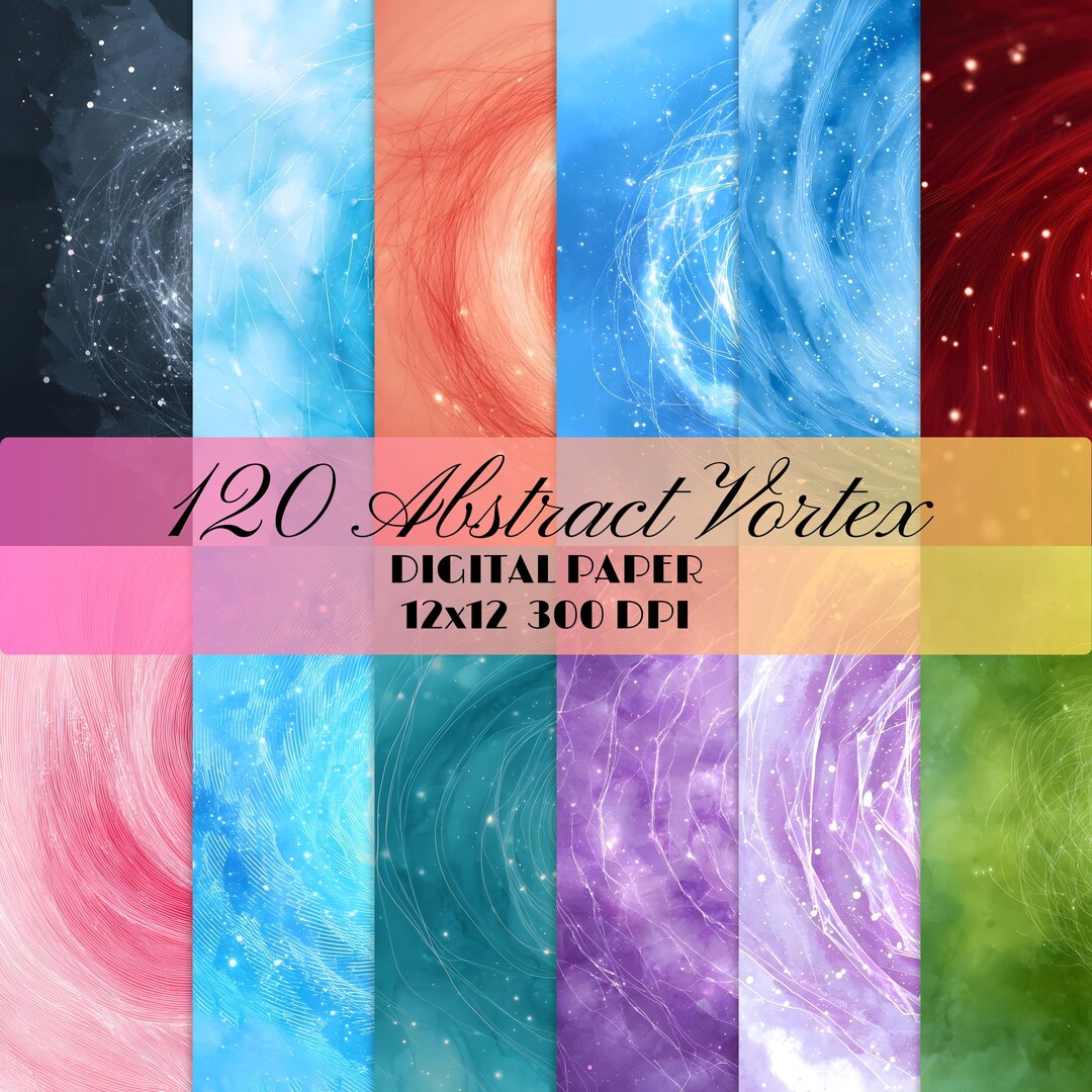 120 Abstract Vortex Swirl Digital Paper Geometric Shapes Pattern ...