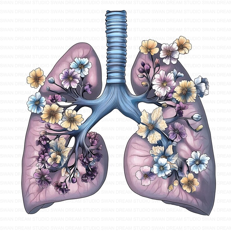 128 Floral Lungs Clipart Bundle Printable Boho Whimsical Wildflower JPG ...