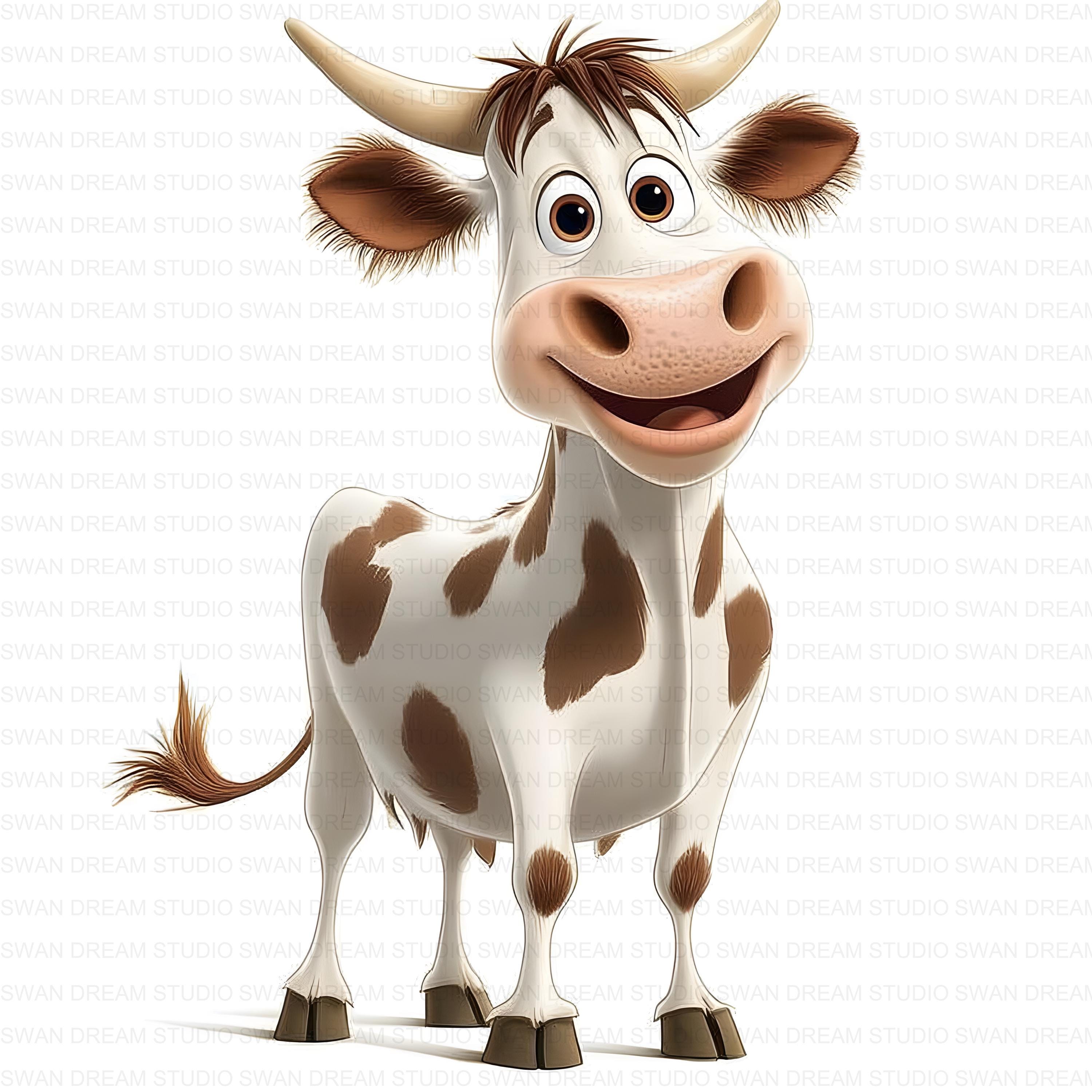 102 Cute Quirky Cow Cartoon Clipart Bundle Printable Whimsical Farm JPG ...