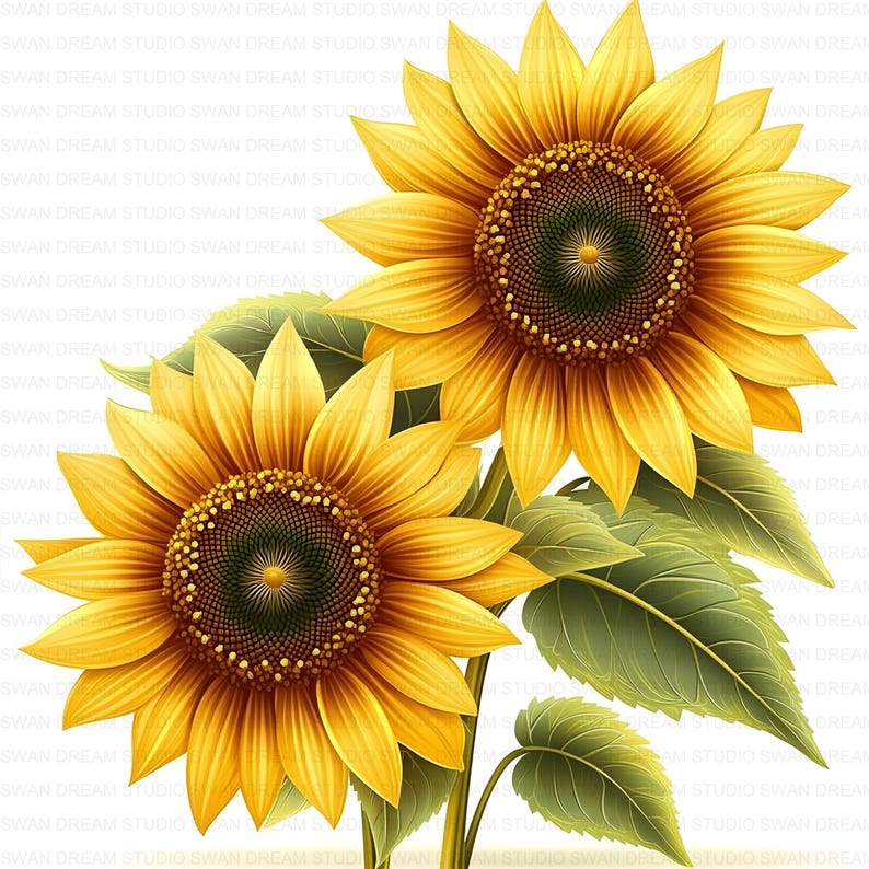 128 Beautiful Sunflower Flower Clipart Bundle Printable High Quality ...