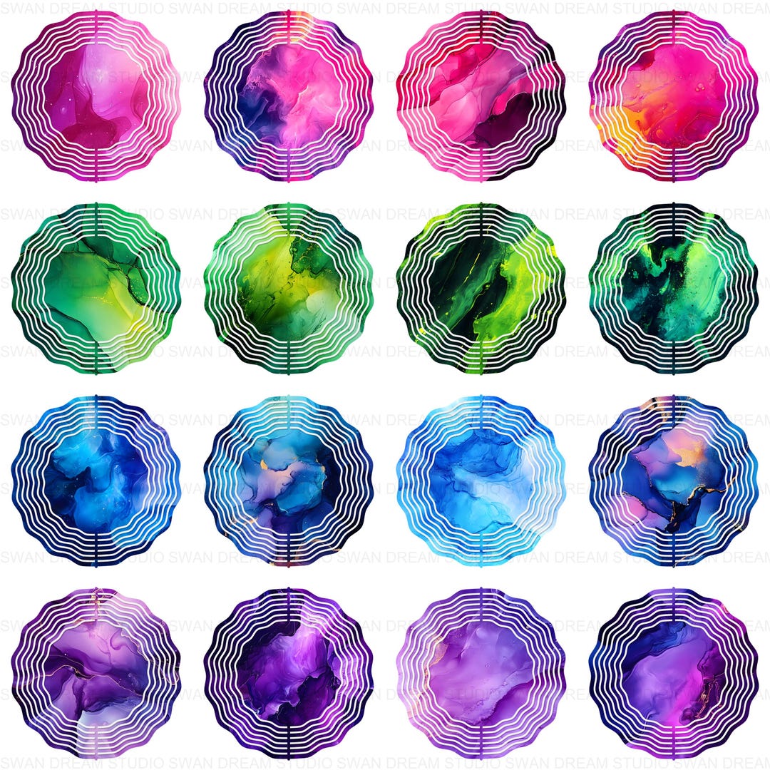 164 Neon Wind Spinner Alcohol Ink Sublimation Design PNG Background ...
