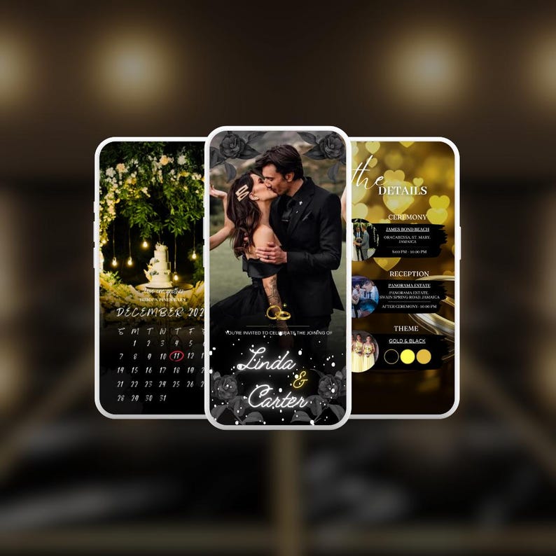 Luxury Wedding Digital Video Invite Set, Romantic Digital Wedding ...