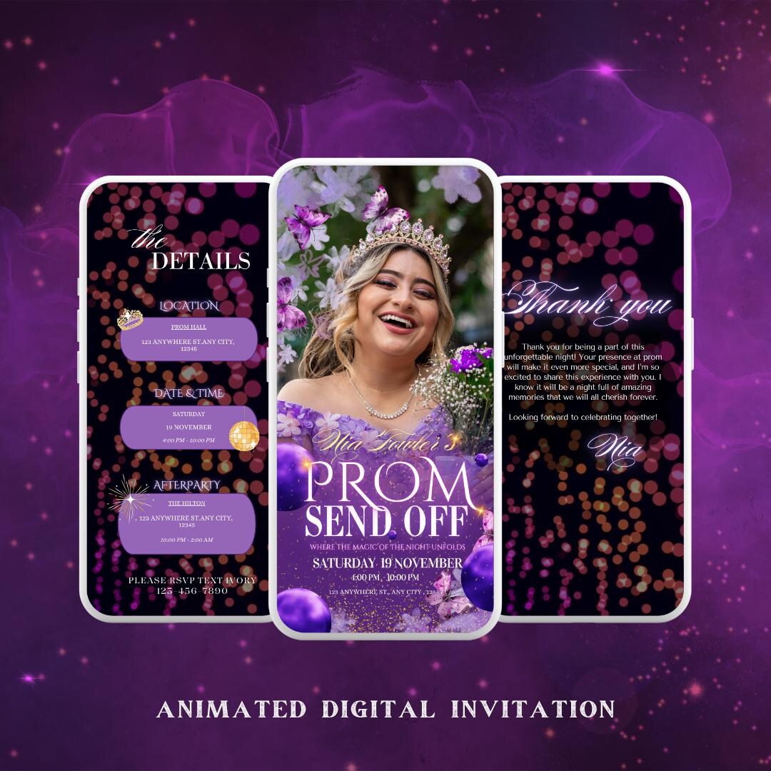 Animated Prom Invitation - Video Template Premade Design - Customize ...