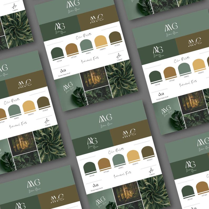Green Color Palette Brand Kit Template: Minimalist Business Branding ...