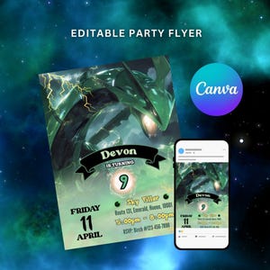 Rayquaza Birthday Invitation - Etsy