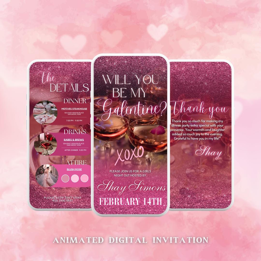 Galentines Girls Night Dinner Invitation | Valentines Party Women’s ...