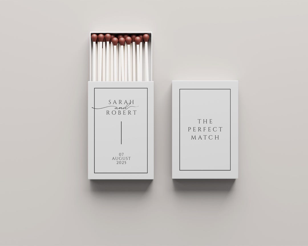 Printable Wedding Matchbox Template, Custom Matchbox Labels, Perfect ...