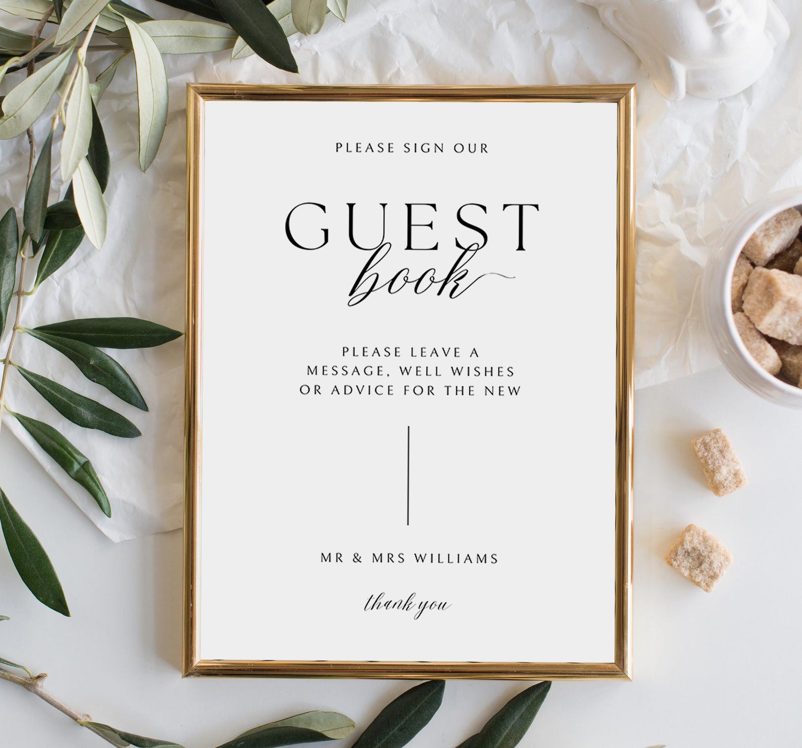 Modern Wedding Guest Book Sign Template, Please Sign Our Guestbook ...