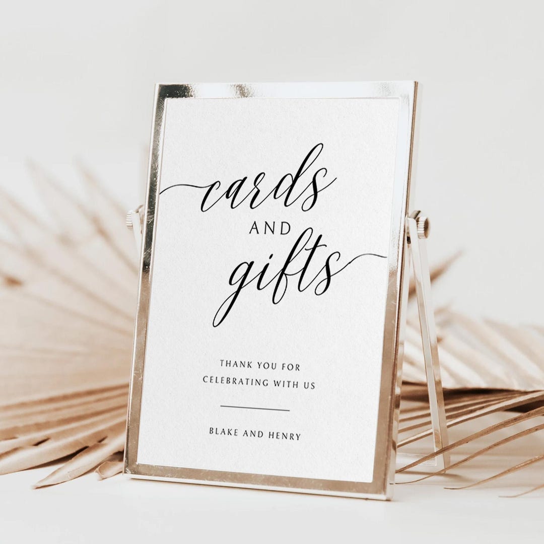 Minimal Cards and Gifts Sign Template, Modern Wedding Gifts Sign ...