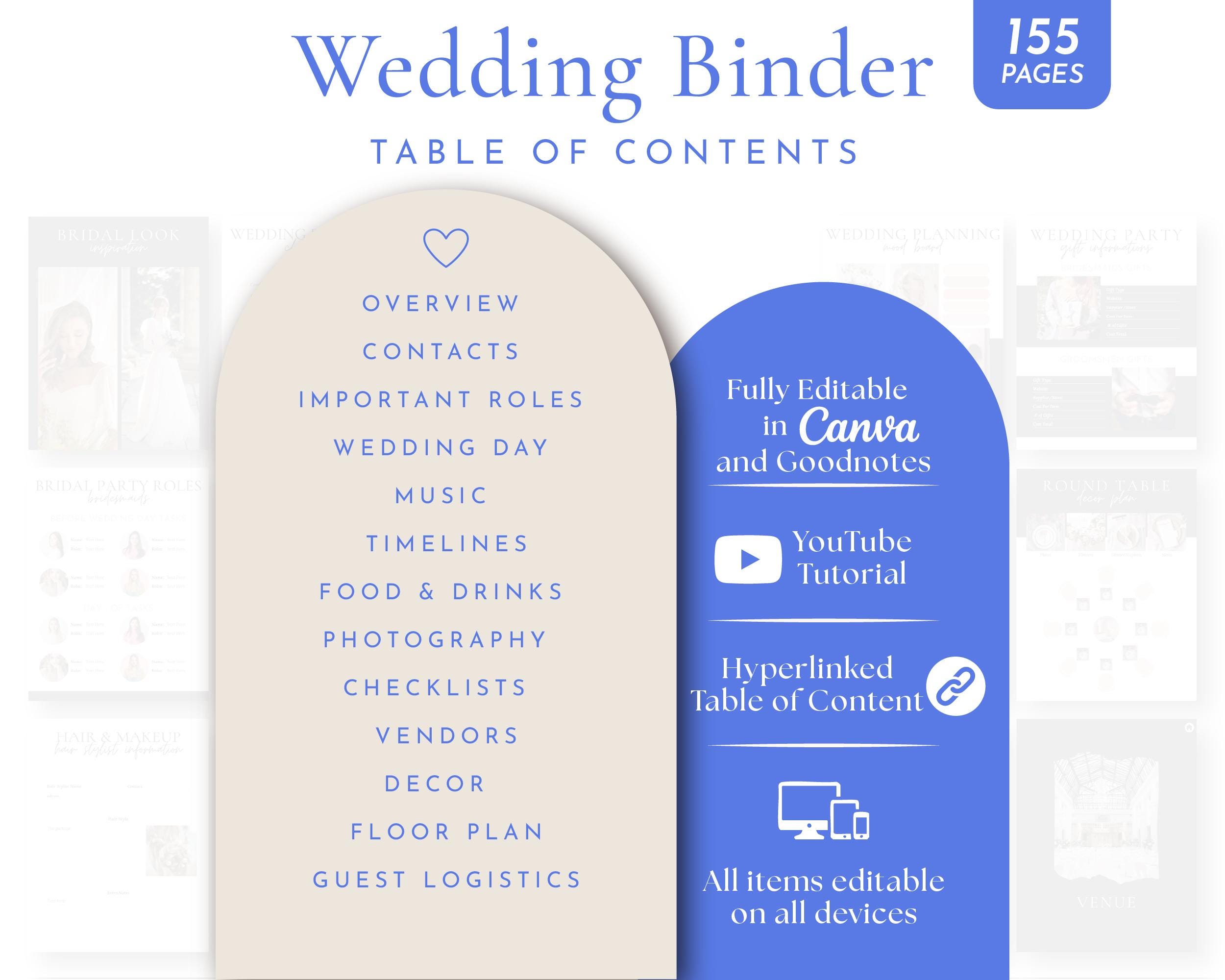 Hand Drawn Wedding Binder, Vintage Wedding Day Binder, Day of Wedding ...