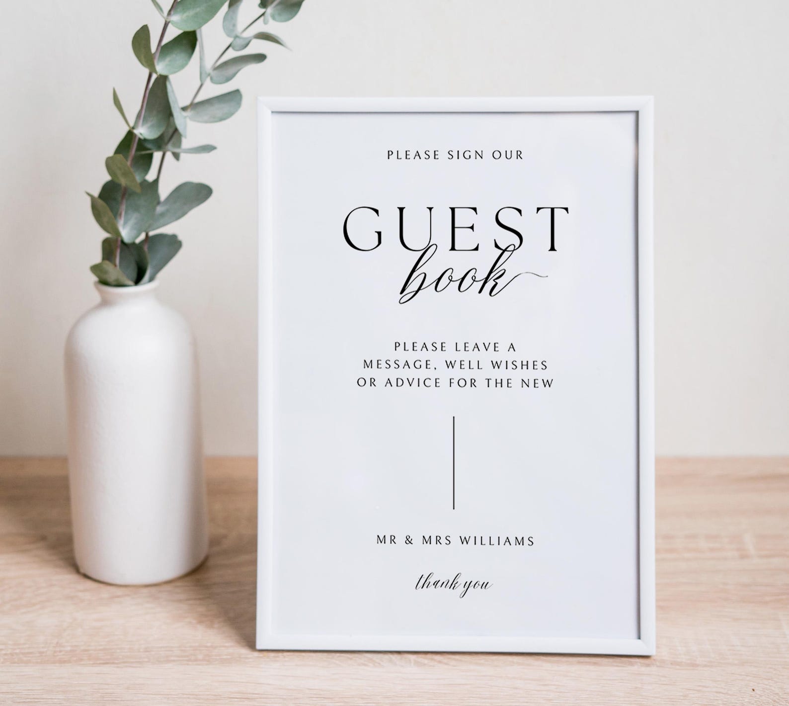 Modern Wedding Guest Book Sign Template, Please Sign Our Guestbook ...