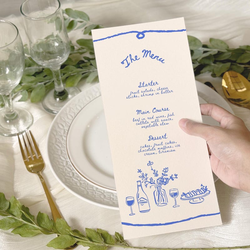 Wedding Menu Cards - Etsy