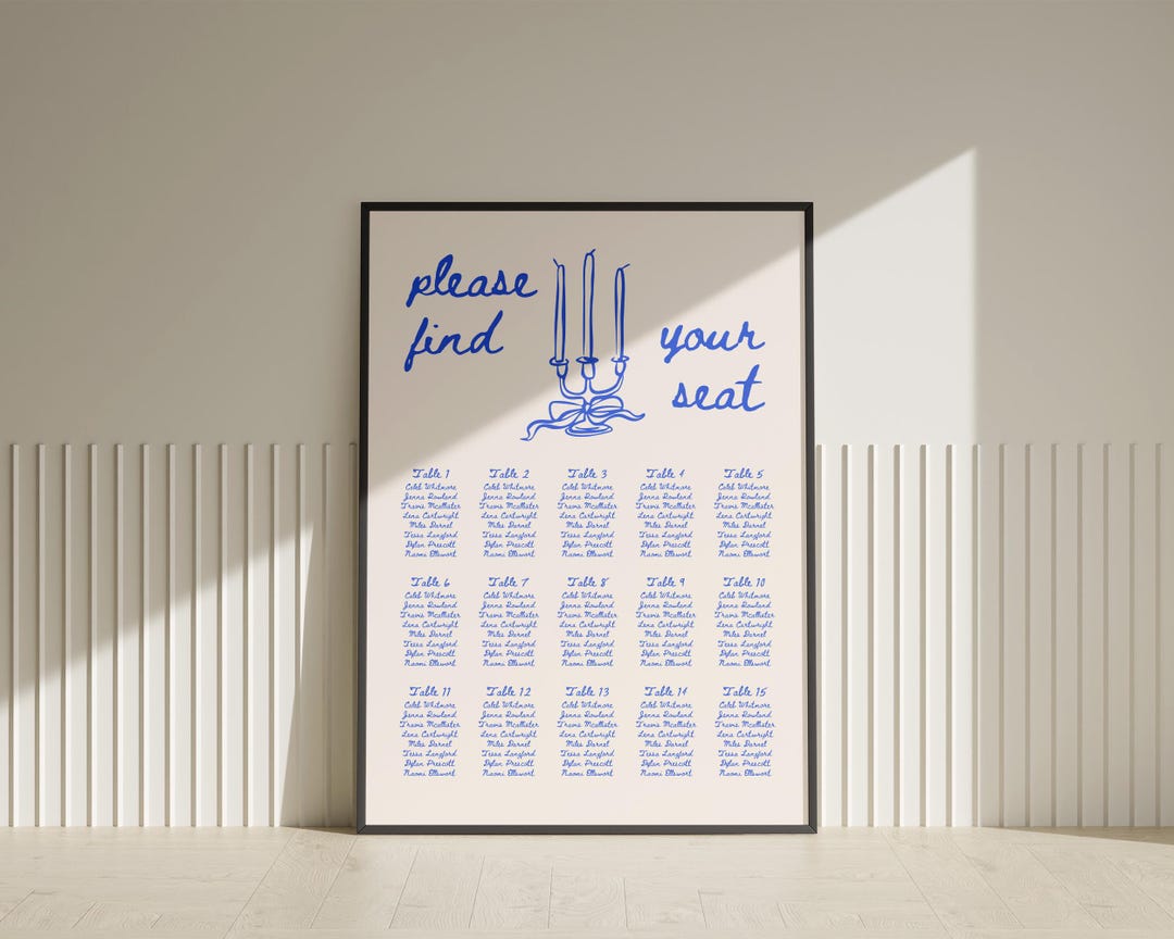 Vintage Wedding Seating Chart Sign, Hand Drawn Wedding Table Plan ...