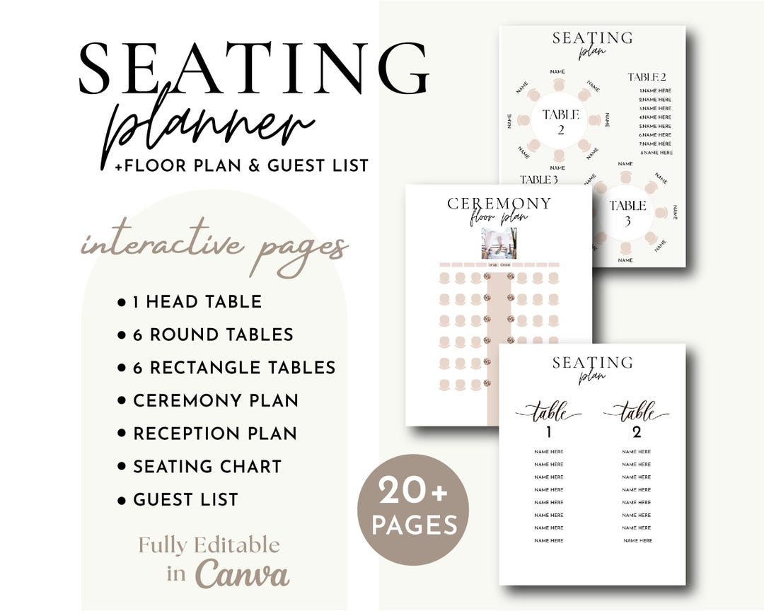 Interactive Seating Planner, Wedding Table Seating Planner, Minimalist ...