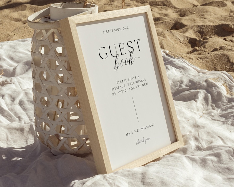 Modern Wedding Guest Book Sign Template, Please Sign Our Guestbook ...