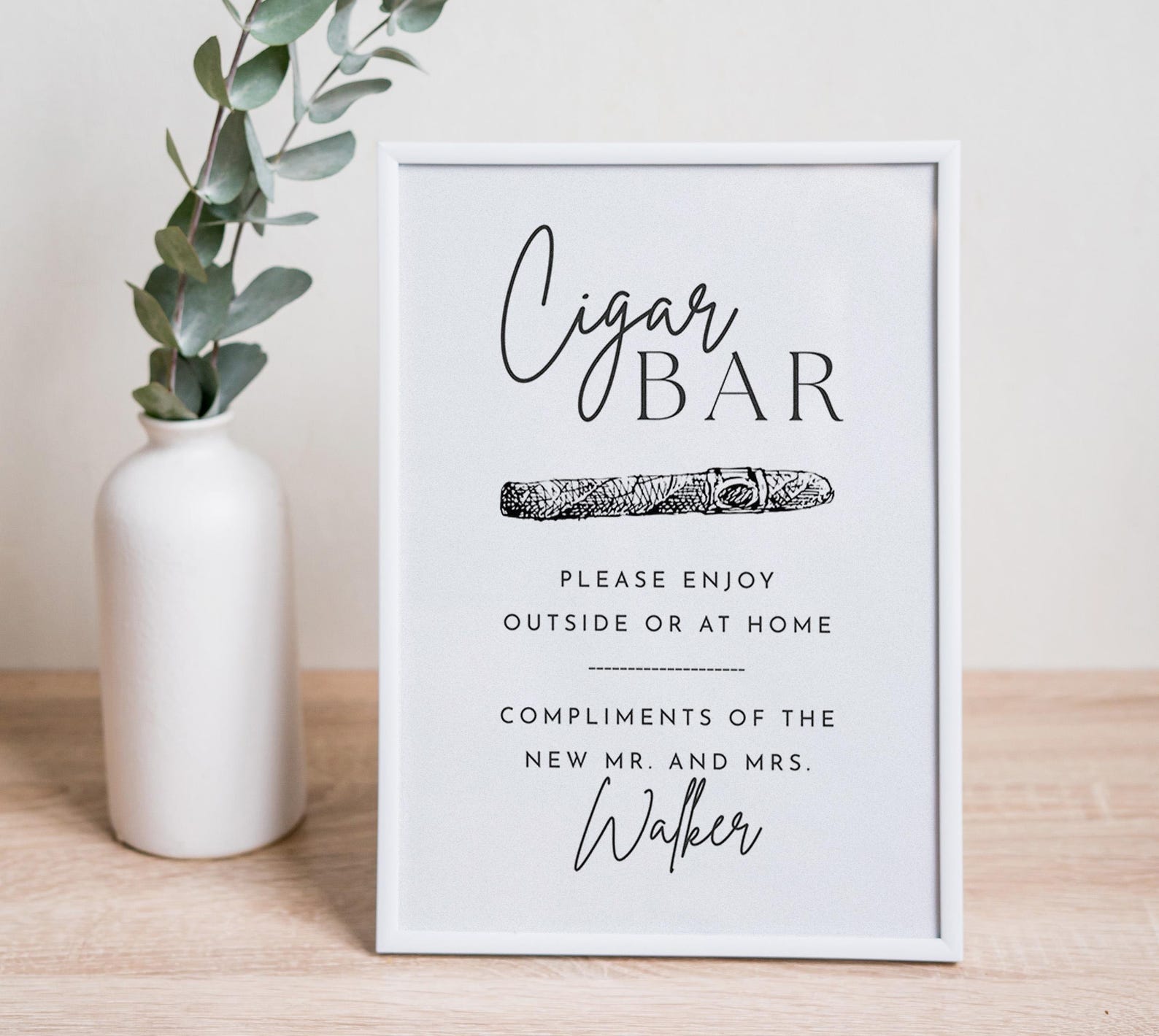 Vintage Cigar Bar Sign Template, Wedding Cigar Bar Sign, Cigar Station ...