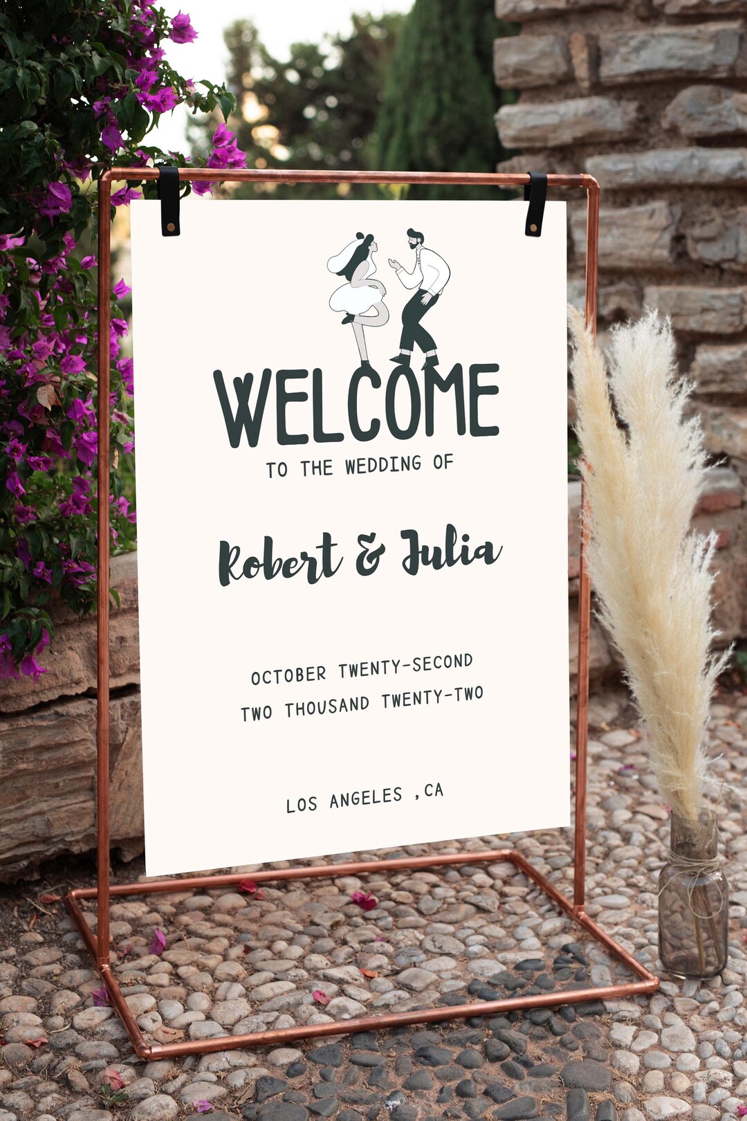 Hand Drawn Wedding Welcome Sign, Cute Welcome Wedding Sign, Hand Drawn ...