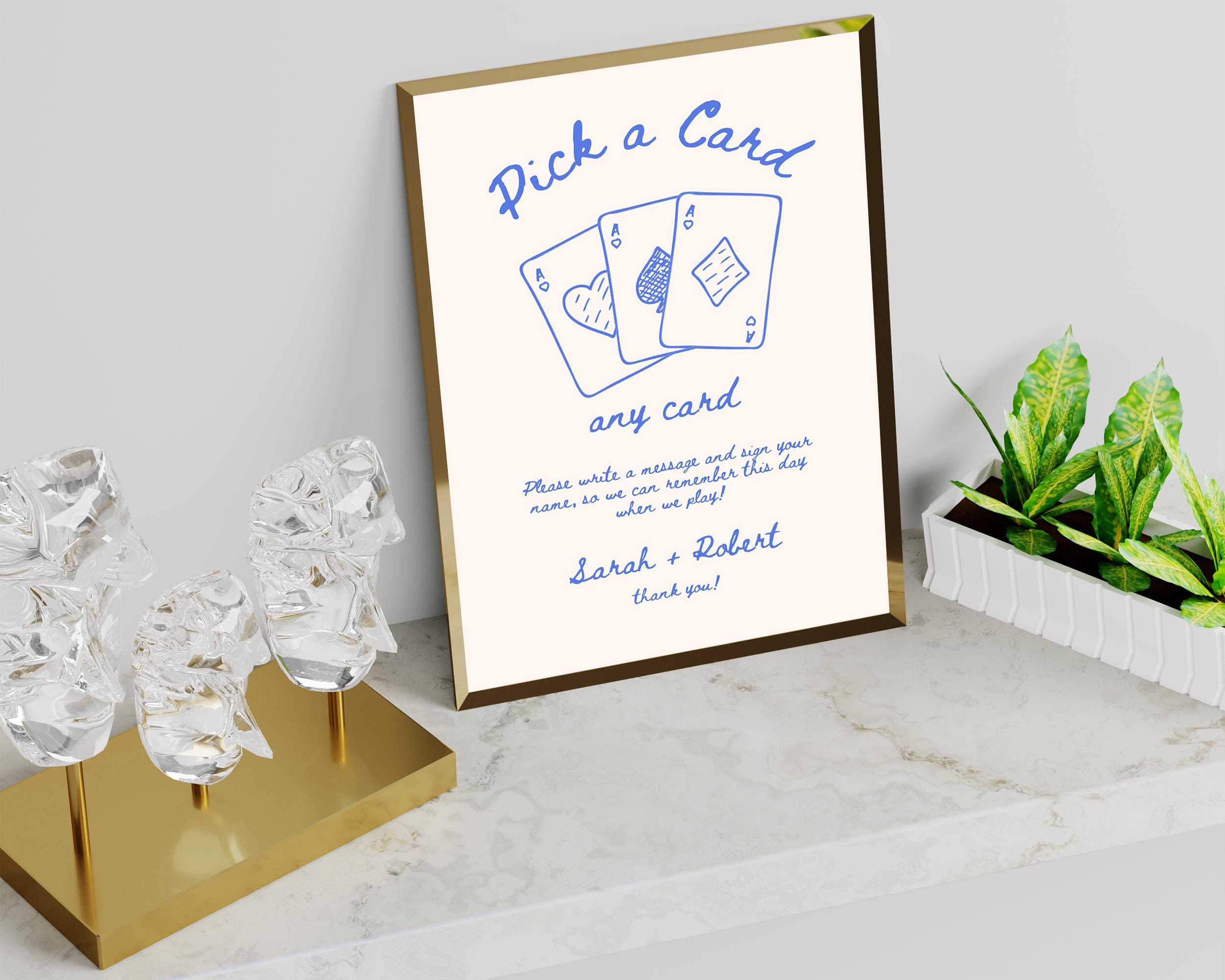 Vintage Wedding Playing Cards Sign Template, Hand Drawn Wedding Pick A ...