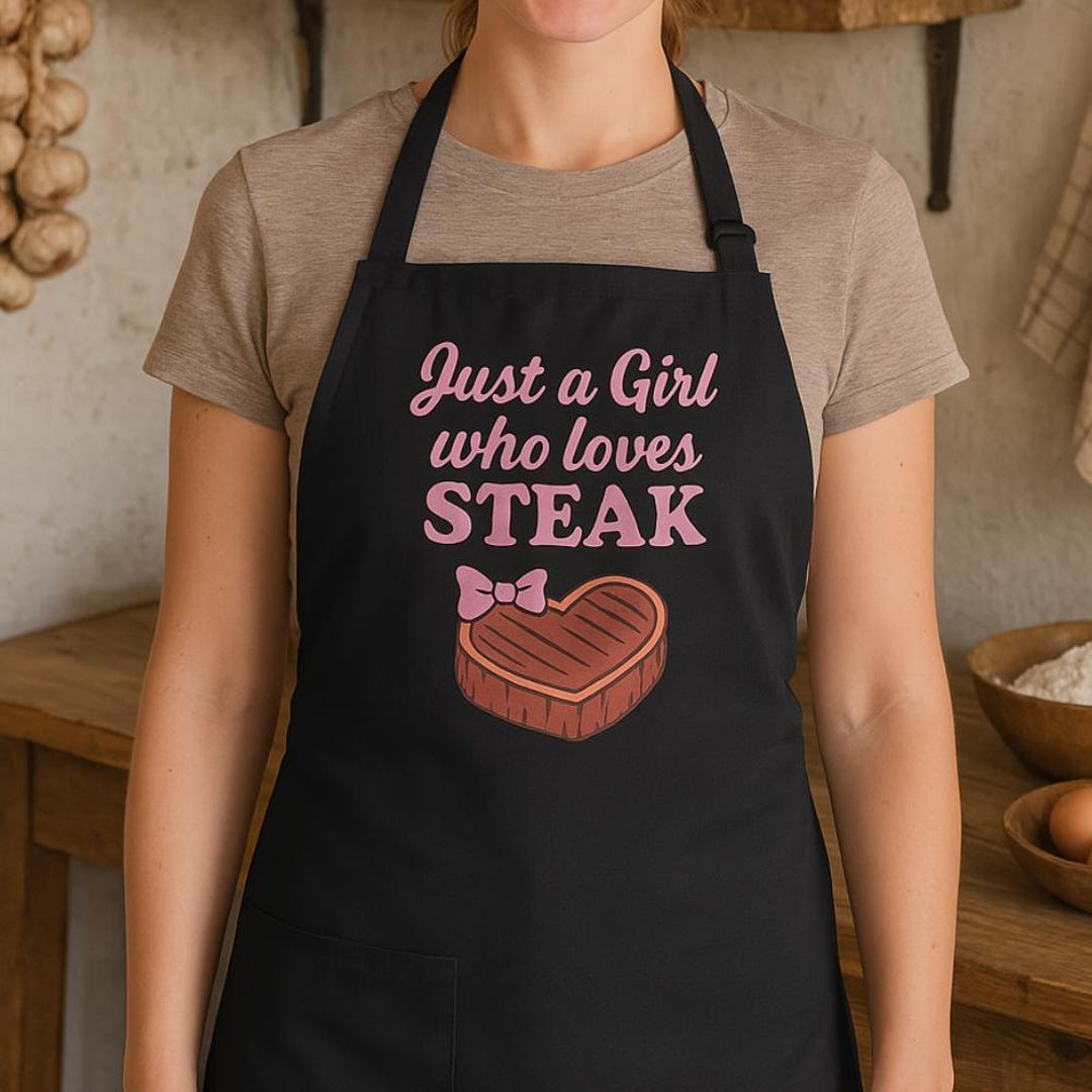 Just a Girl Who Loves Steak Apron - Fun Cooking Gift for Meat Lovers ...