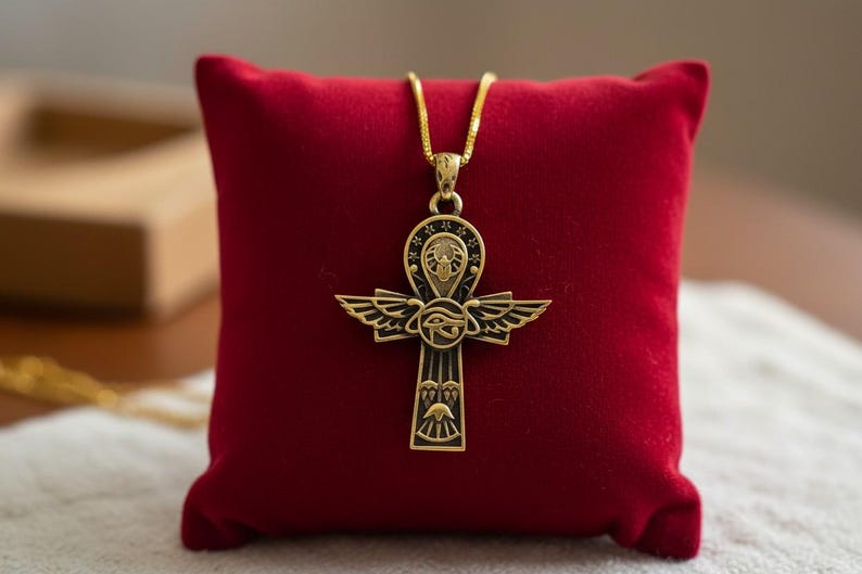 Gold Ankh Necklace, Ancient Egyptian Pendant, Spiritual Protection ...