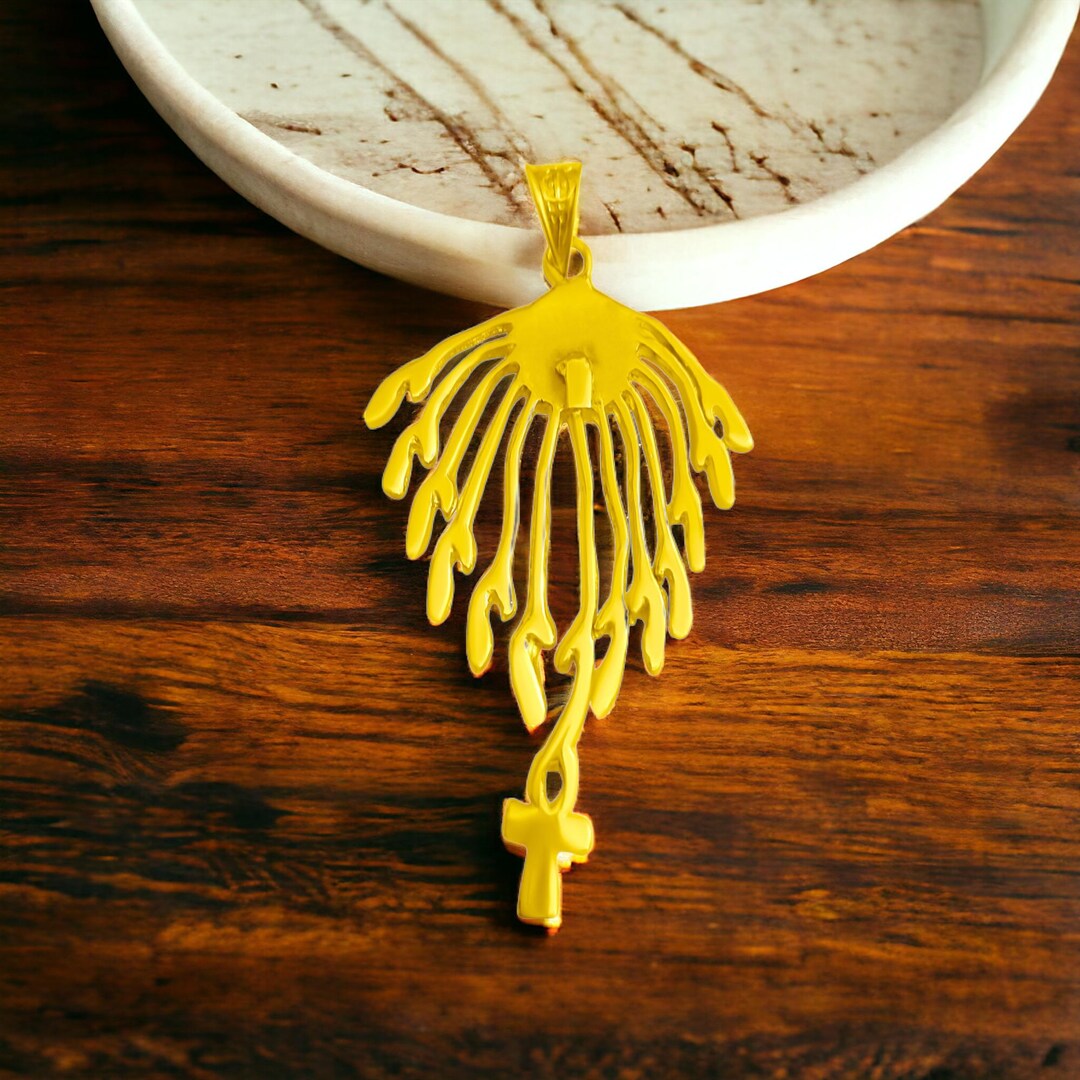 Gold Aton Pendant, Akhenaton Prayers Sun Rays, Egyptian Jewelry ...