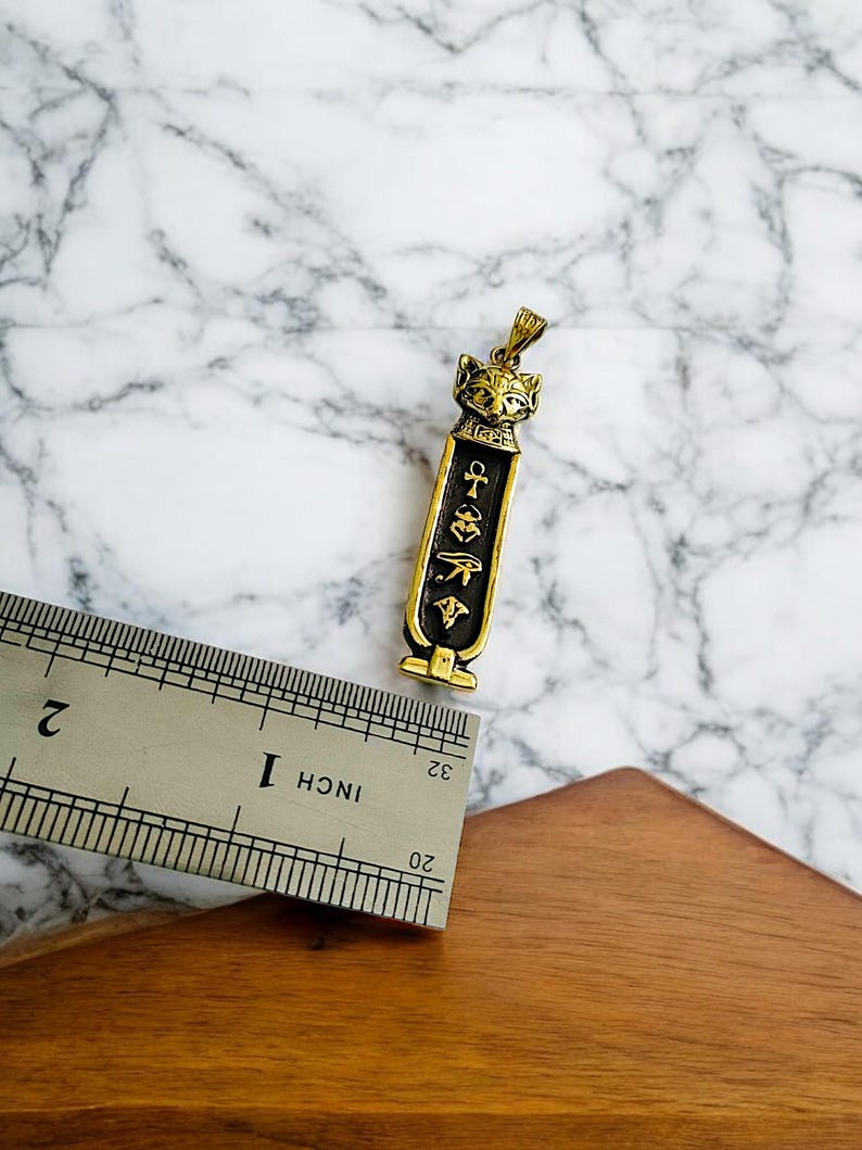 Gold Goddess Bastet the Cat Cartouche Necklace, Egyptian Jewelry, Gift ...