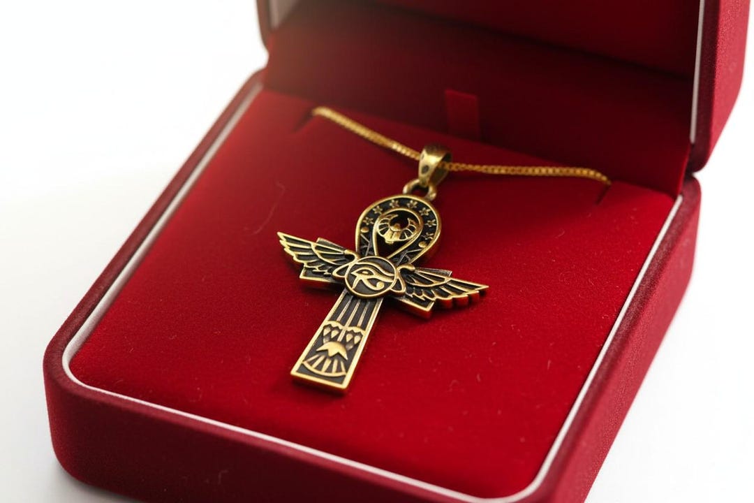 Gold Ankh Necklace, Ancient Egyptian Pendant, Spiritual Protection ...