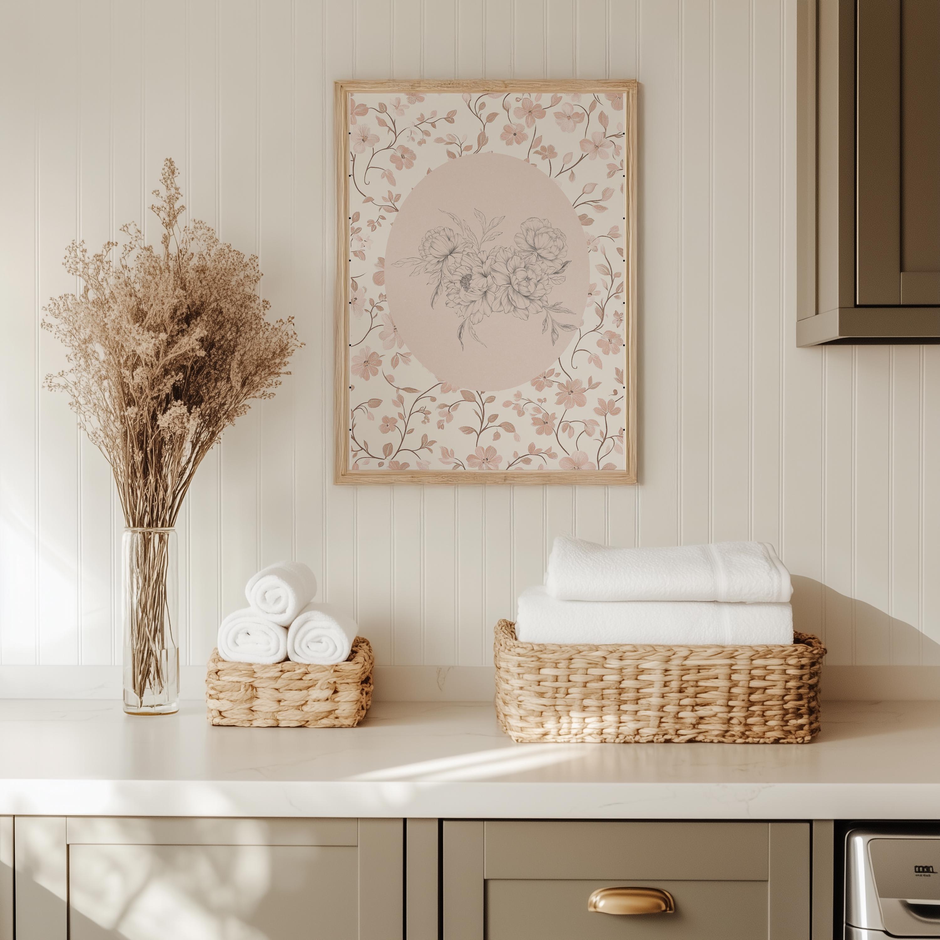 Dusty Rose Cottagecore Peony Print – Vintage Floral Wall Art With ...