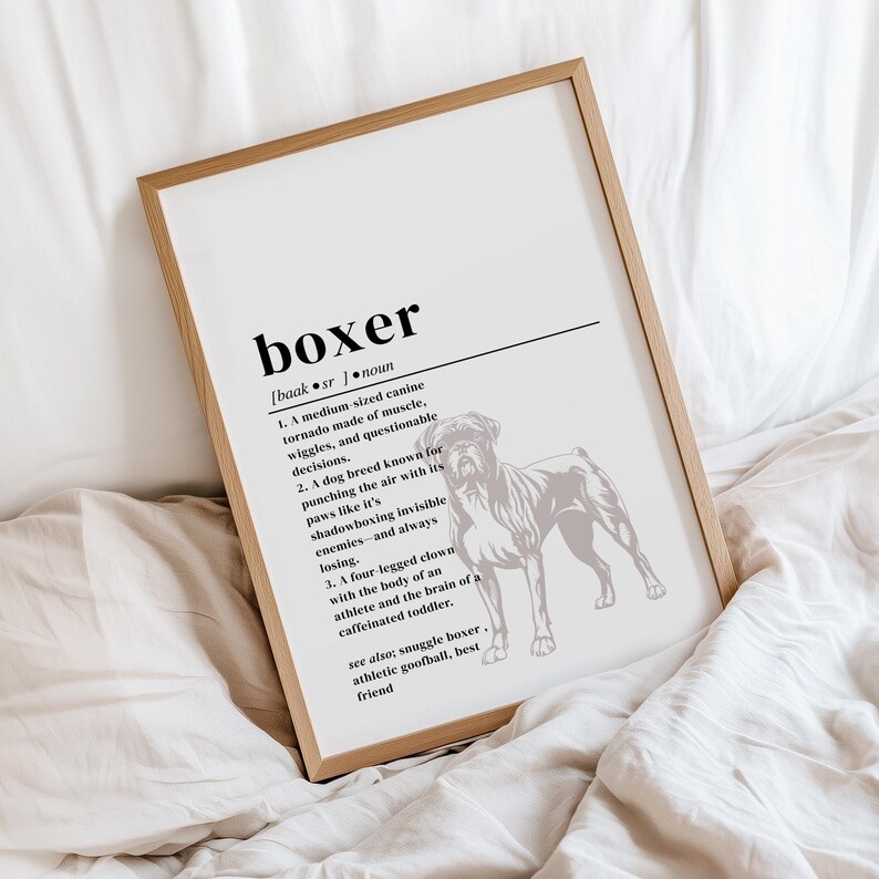 Boxer Digital Print – Dog Dictionary Style Wall Art – Instant Download ...