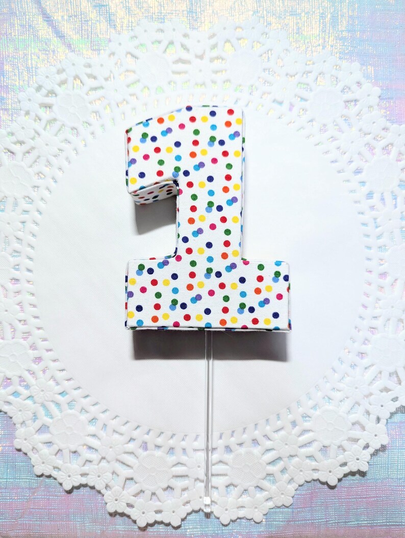 3D Number Polka Dot Cake Topper First Birthday Polka Dot Rainbow Smash ...