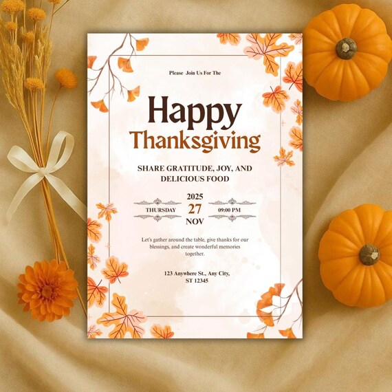 Giving Thanks Invitation Thanksgiving Dinner Invitation Template