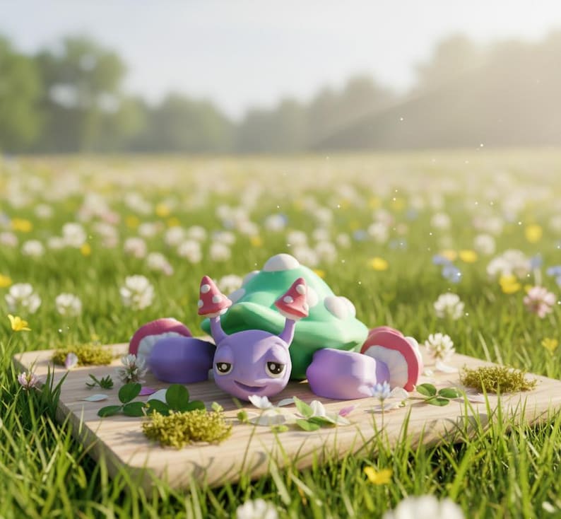 Flexible Articulated Mushroom Turtle 3D Model STL File – Cute Kawaii ...