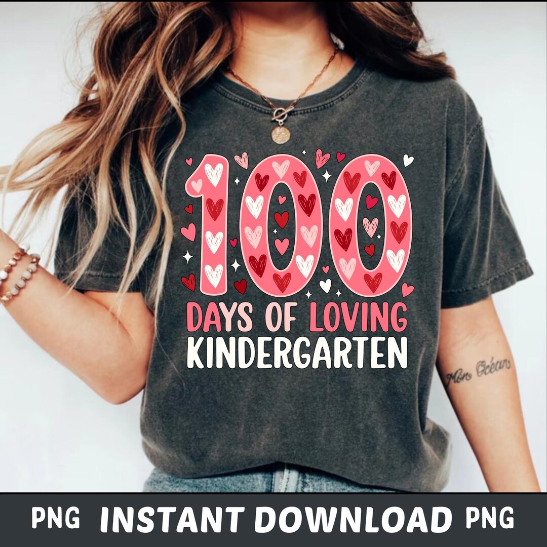 100 Days of Loving Kindergarten PNG: Cute School Celebration Png ...