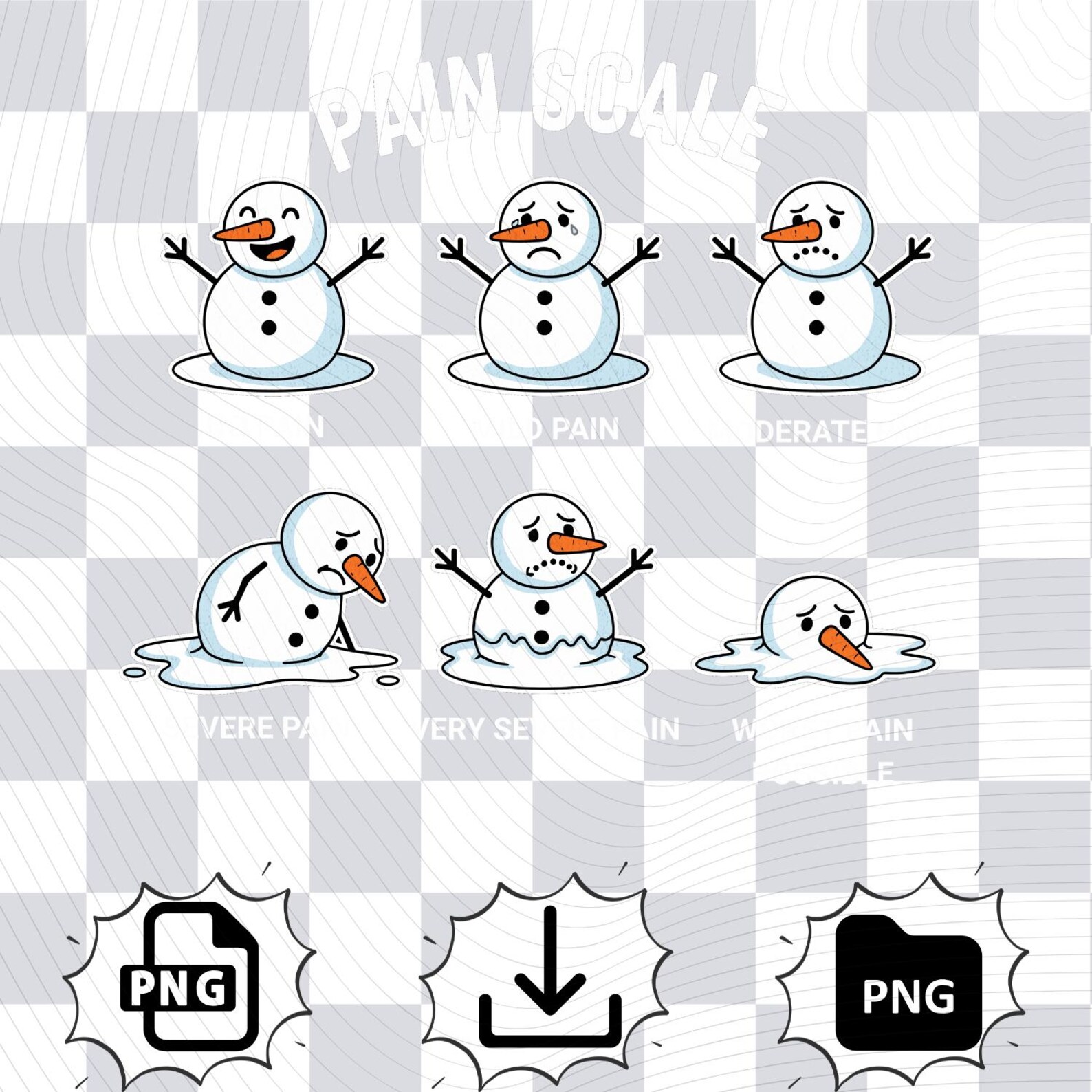 Pain Scale Snowman PNG, Funny Nurse Christmas Sublimation Design ...