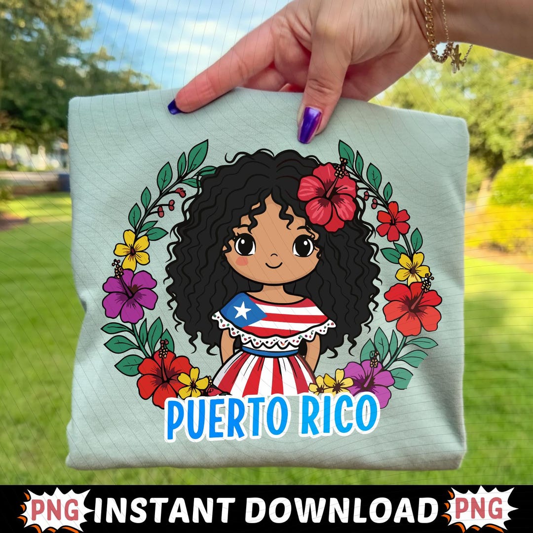 Puerto Rico Curly Girl PNG, Cute Island Pride Sublimation Design ...