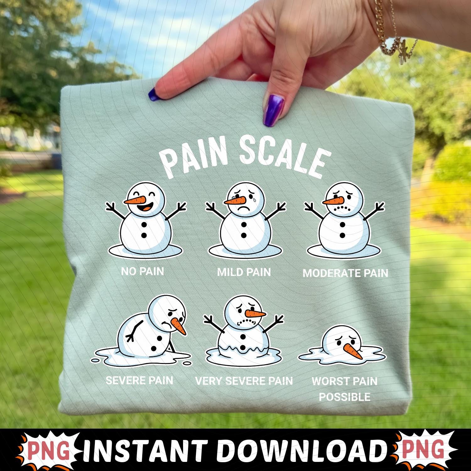 Pain Scale Snowman PNG, Funny Nurse Christmas Sublimation Design ...