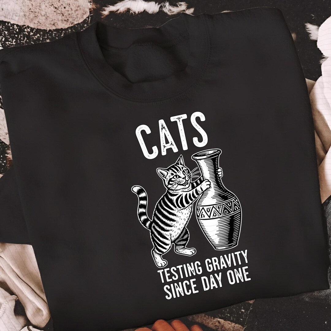 Funny Cat PNG, Testing Gravity Cat, Cat Lover Gift, Vintage Cat Art ...
